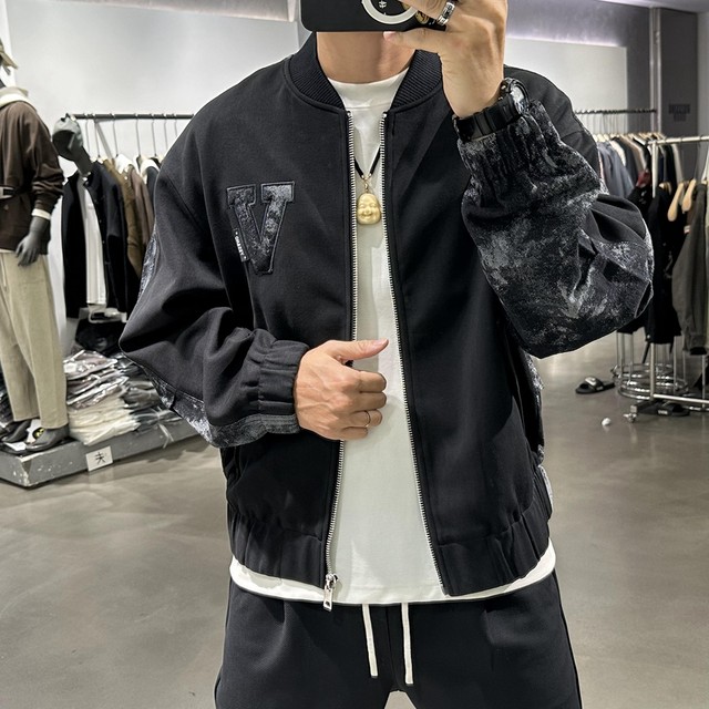 Baseball collar jacket for men in spring and autumn. Handsome and high ...