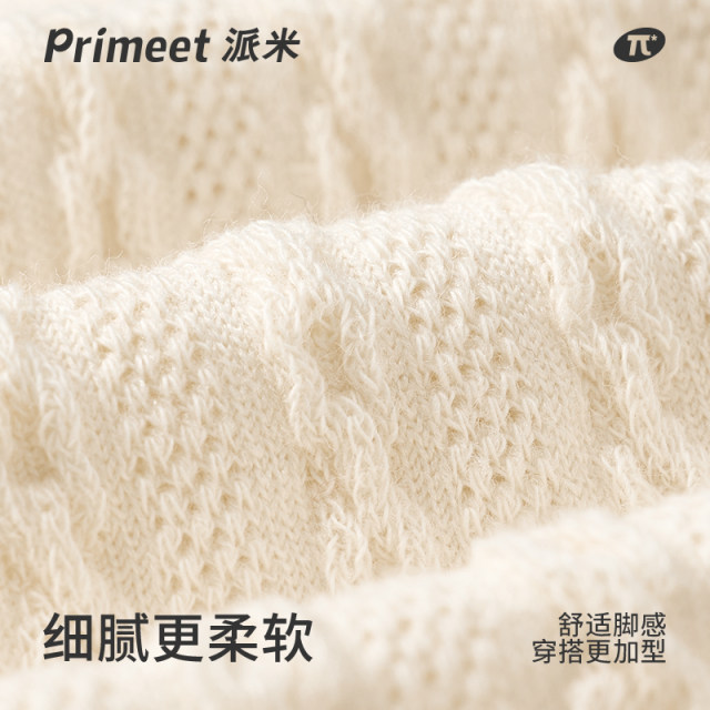 PRIMEET/Paimi bow socks women's spring and autumn gray mid-calf socks Japanese sweet pile socks ...