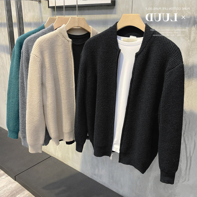 2022 spring and autumn new simple ruffian handsome solid color cardigan ...