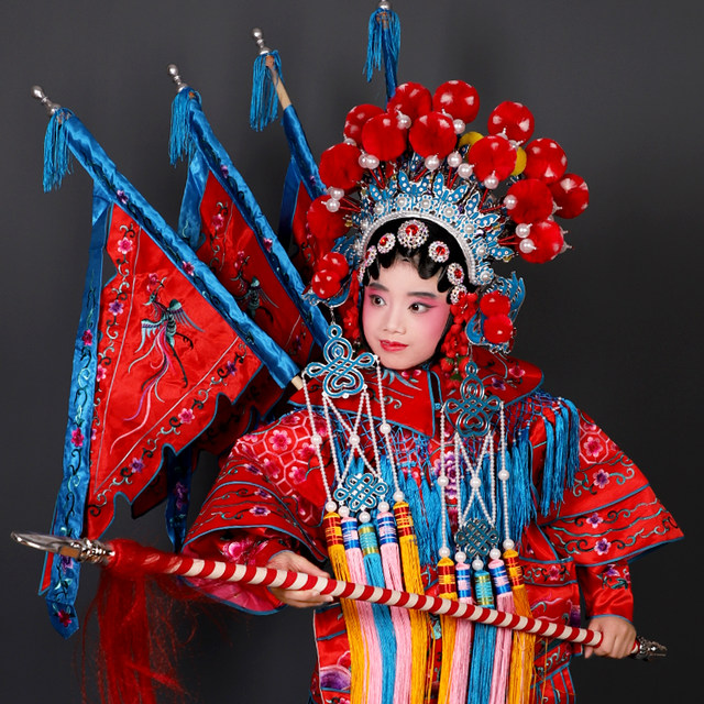 Peking opera performance costumes for children, students, and generals in opera, Mu Guiying of ...