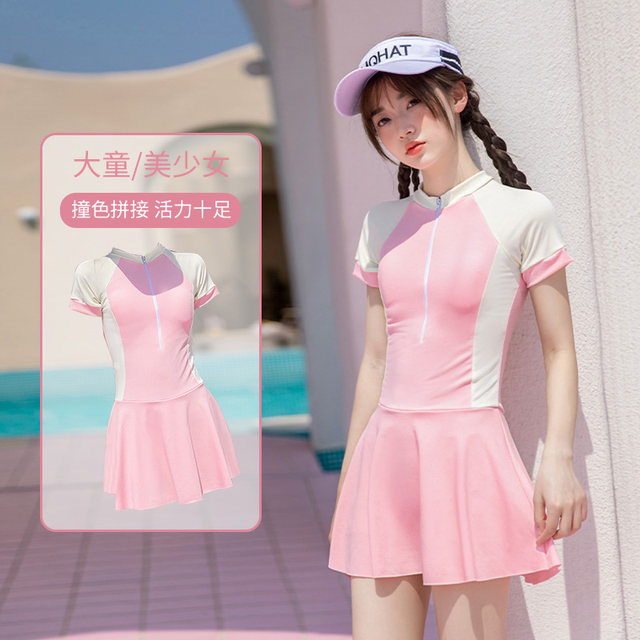 Girls swimsuits, one-piece dresses, fashionable girls, students sports ...