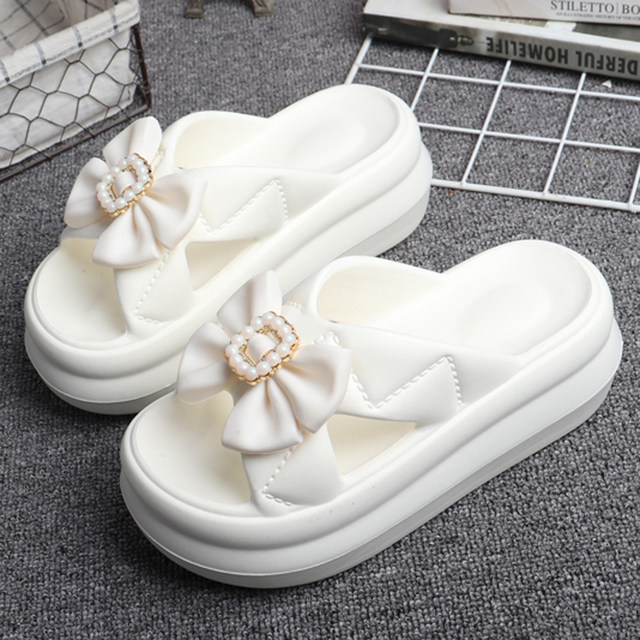 High-end slippers for women's summer high heels thick sole versatile ...