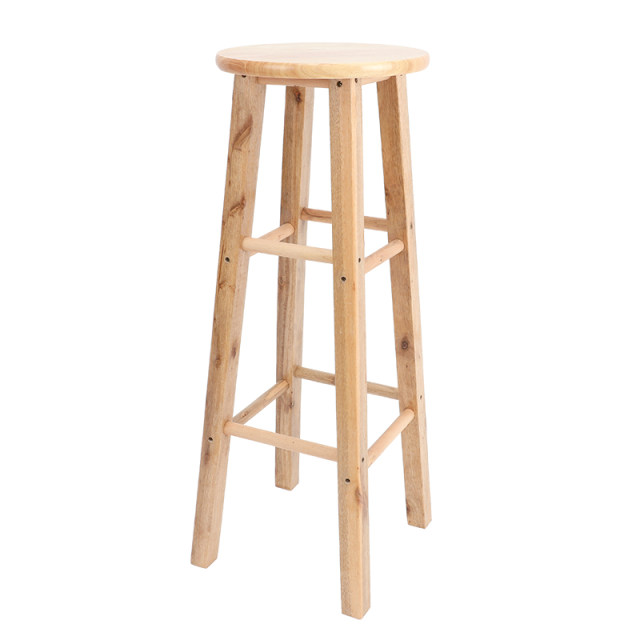 Solid wood high round stool commercial chair bar stool modern simple ...
