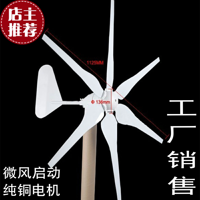 Micro-petite éolienne domestique 300w à six feuilles, système ...
