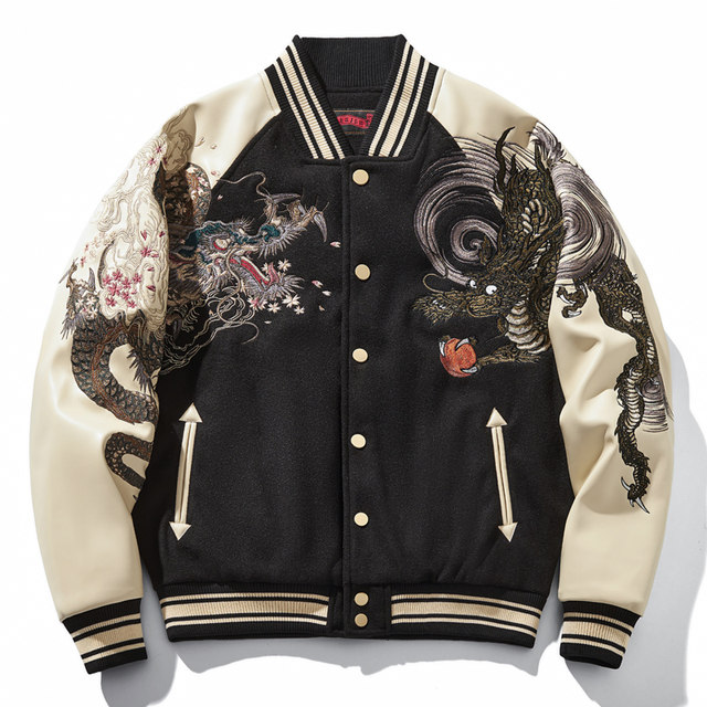 New red dragon embroidered jacket for men and women in the Year of the ...