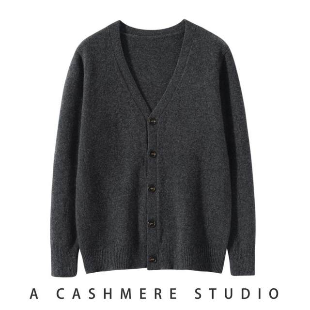 High -end light luxury male cashmere cardigan V -neck sweater cardigan ...