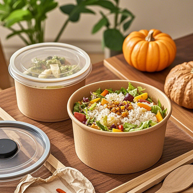 One -time leather paper bowl home pack box food -grade tableware meal ...