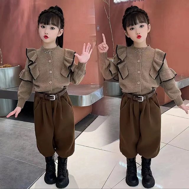 Girls suit autumn and winter 2023 new style children's design solid ...