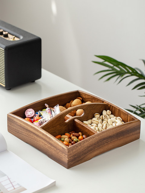 Walnut solid wood dumping dry fruit box wooden candy box living room ...