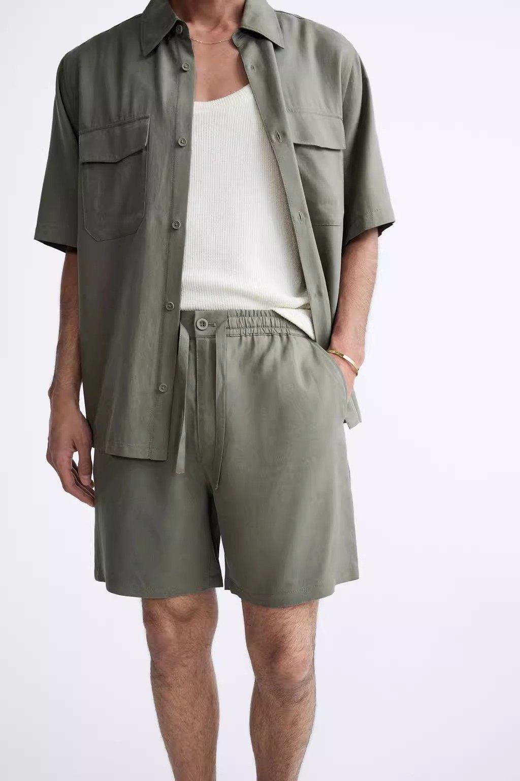 ZARAKISS 24 Summer Men's Loose Pure Lycel Fabric Stretch Casual Shorts ...