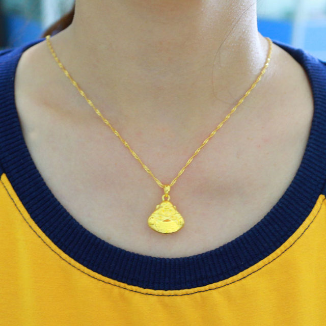 Genuine gold necklace 9999 pure gold for men and women pure gold set ...