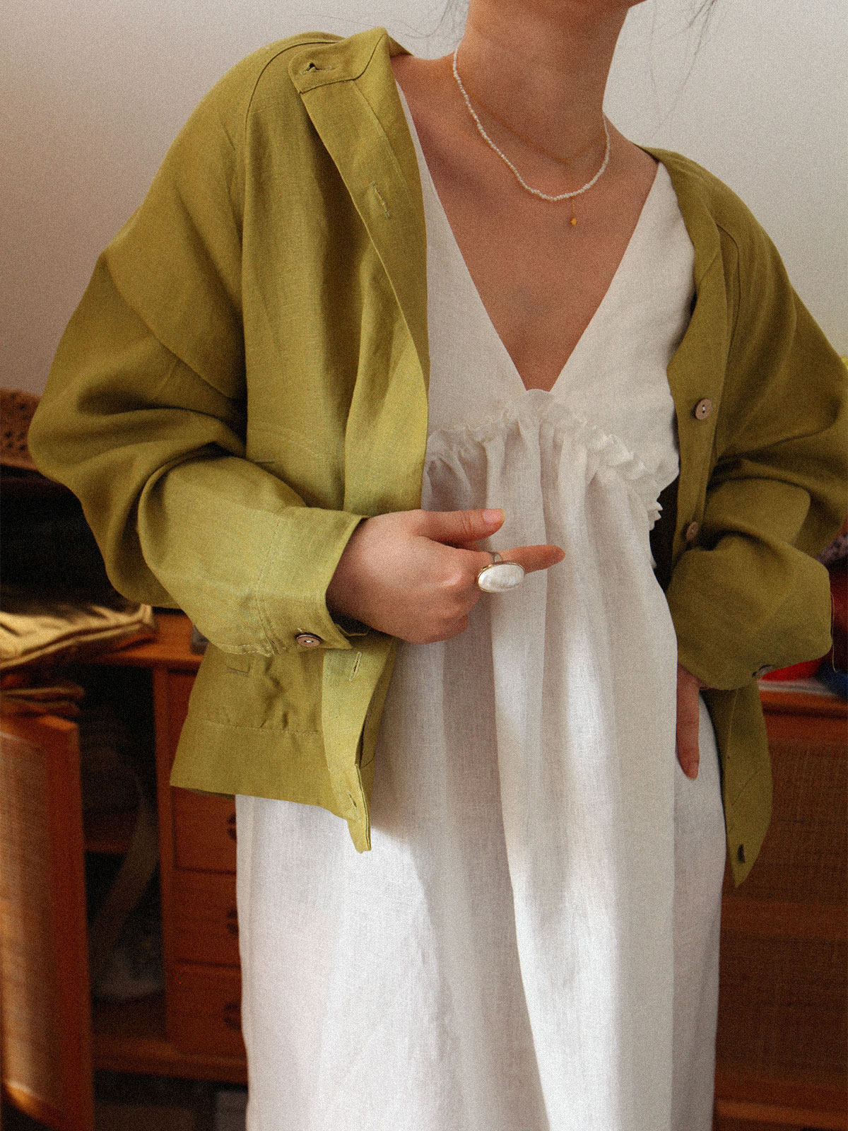 Fengyu French pure linen lazy and obvious thin skirt inside a long skirt to wear a stretch ratio ...