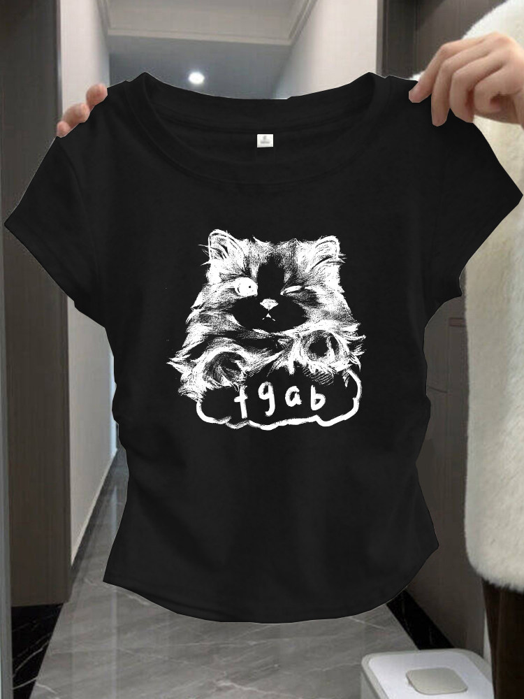 Chic smocked waist right shoulder T-shirt short sleeve summer 2024 new ...