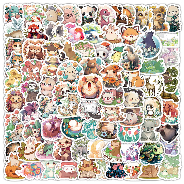 Fun educational small animal stickers waterproof cartoon cute small ...