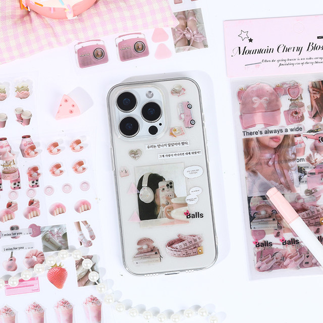 pet manual sticker transparent ins style Korean manual blue decoration ...