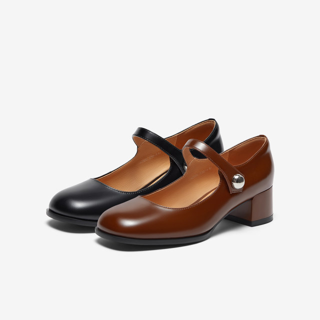 Bata Mary Jane single shoes for women 2024 spring new style cowhide ...