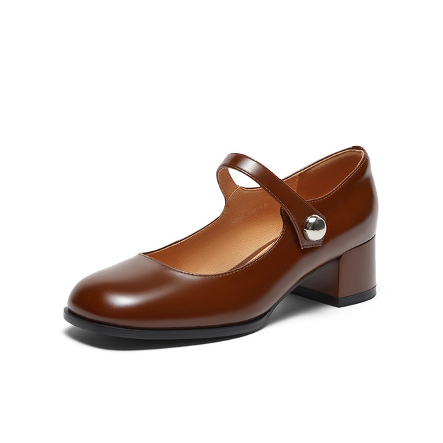 Bata Mary Jane single shoes for women 2024 spring new style cowhide ...