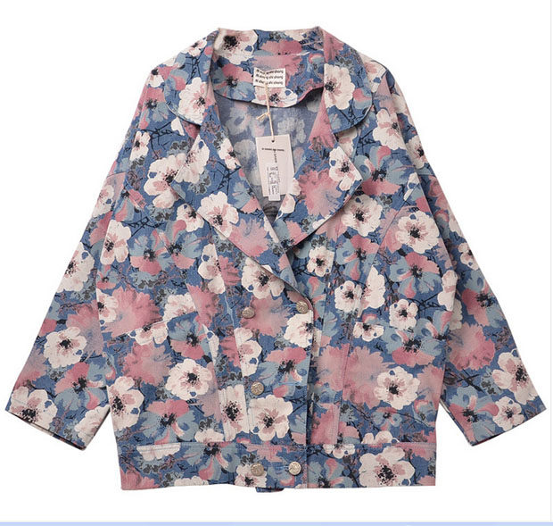 Spring New Fashion Large -size suit Bat sleeve loose denim jelly jelly ...