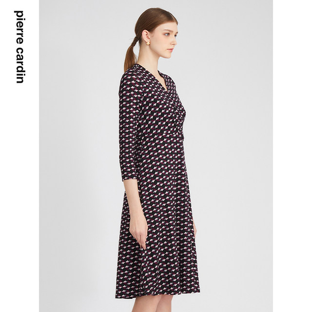 Pilkan women's autumn and winter new red flower V -neck collection in ...