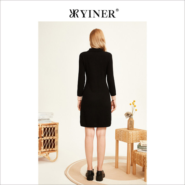 Yiner Yin'er specializes in women's clothing winter contrasting lapel ...