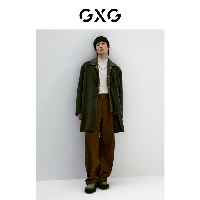 GXG men's classic blue series gray long coat 2022 new winter products