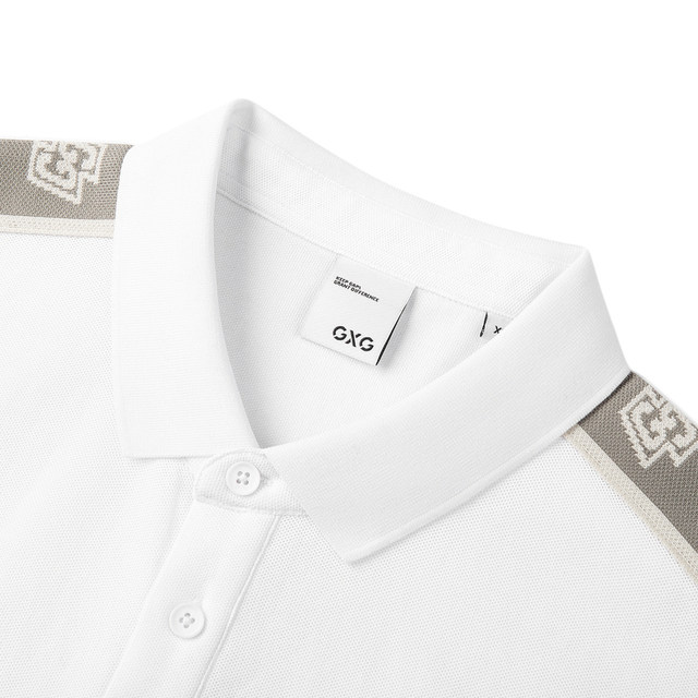 GXG men's white splicing design trend short -sleeved POLO shirt 2023 autumn new product GEX12423693