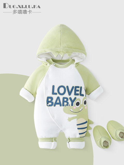 Newborn baby clothes in autumn and winter warm conjoined clothes baby ...