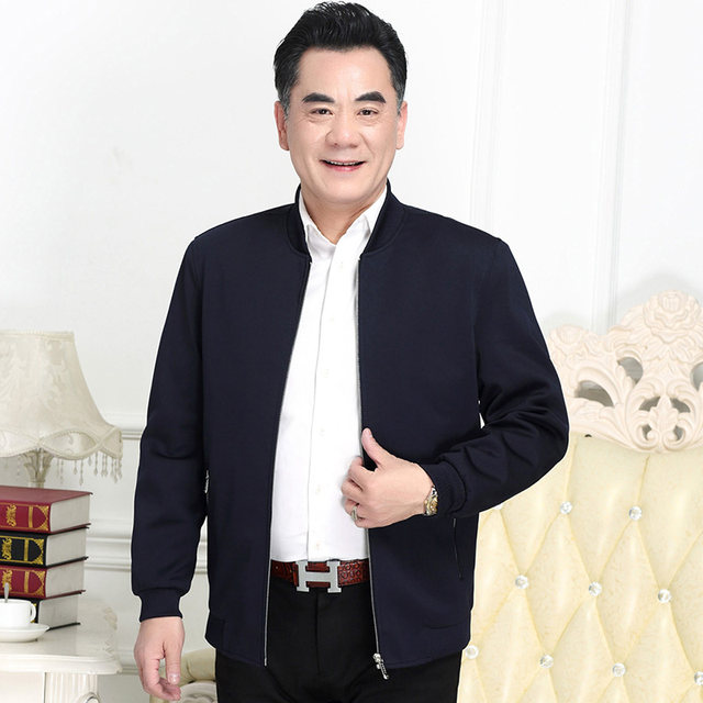 Men's autumn middle-aged men's big red jacket dad middle-aged old man's ...