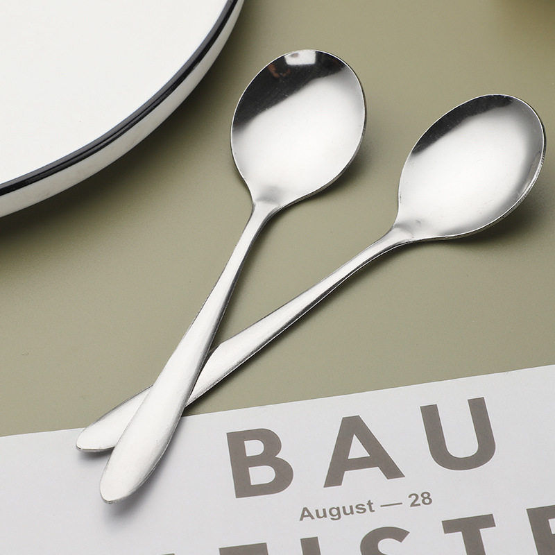 Stainless Steel Round Head Meal Spoons - 2 Pack