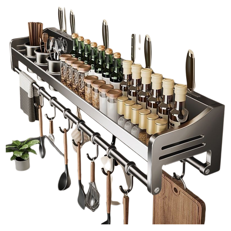 304 Stainless Steel Kitchen Rack: Wall-Mounted Integrated Storage for ...