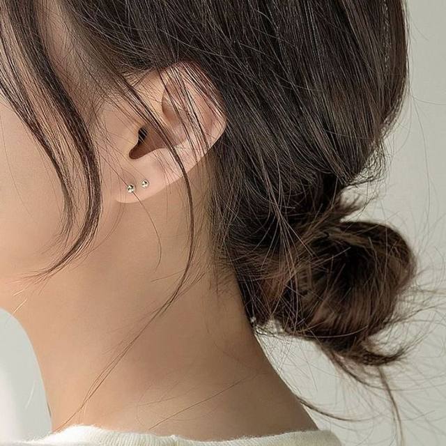 s999 sterling silver ear stick for women, anti-allergic earrings, ear ...