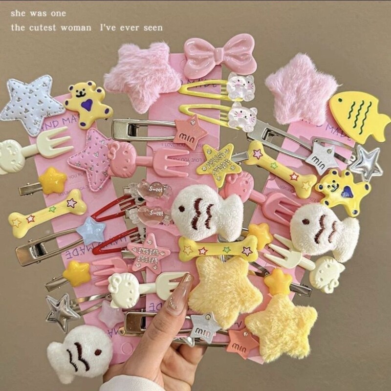 45 pieces! Sweet and cute girl kitty hair clip bangs side clip sweet ...