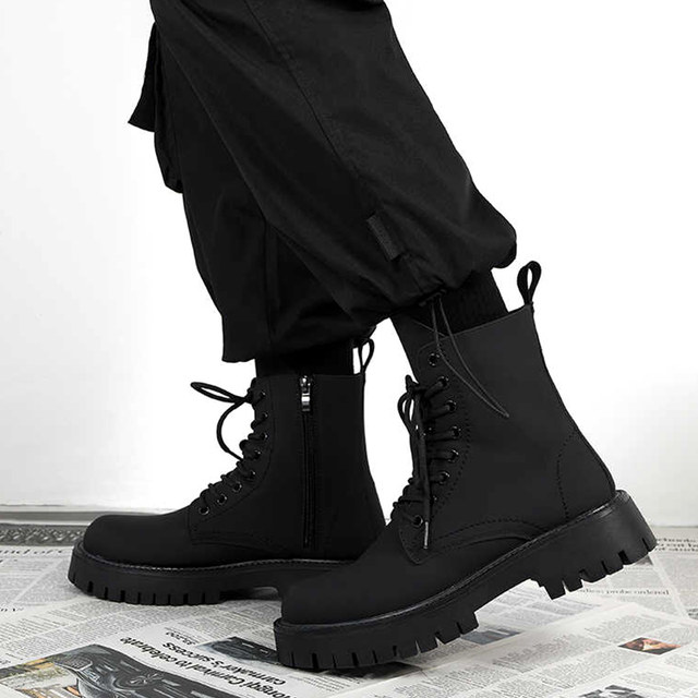 Gao Gang Martin Boots Men's Spring Niche Retro Black Workers Boots Anti ...
