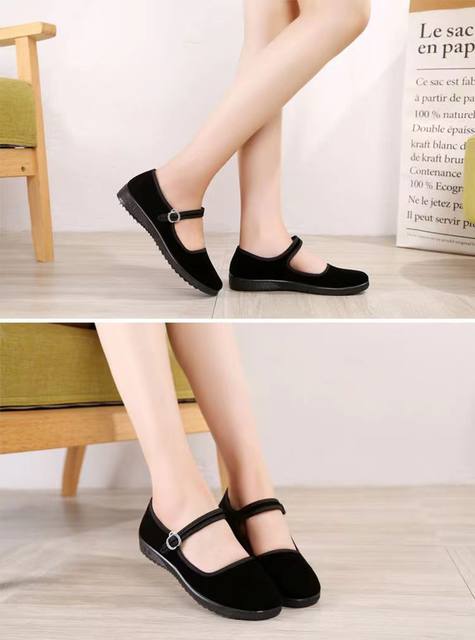 New style old Beijing cloth shoes women's single shoes soft sole work ...