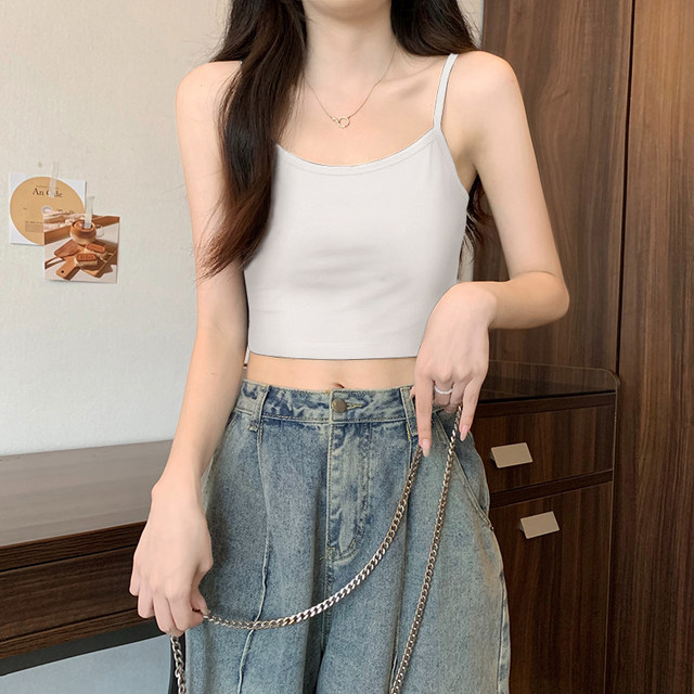 Black short camisole for women 2024 new summer inner layering, slim fit ...