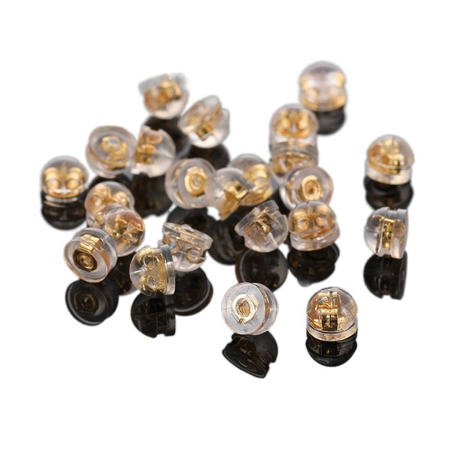Silicone ear plugs, anti-falling gold earring plugs, ultra-tight, gold ...
