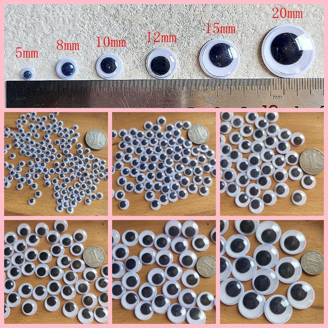 Black and white color movable eyeball animal eye sticker diy handmade ...