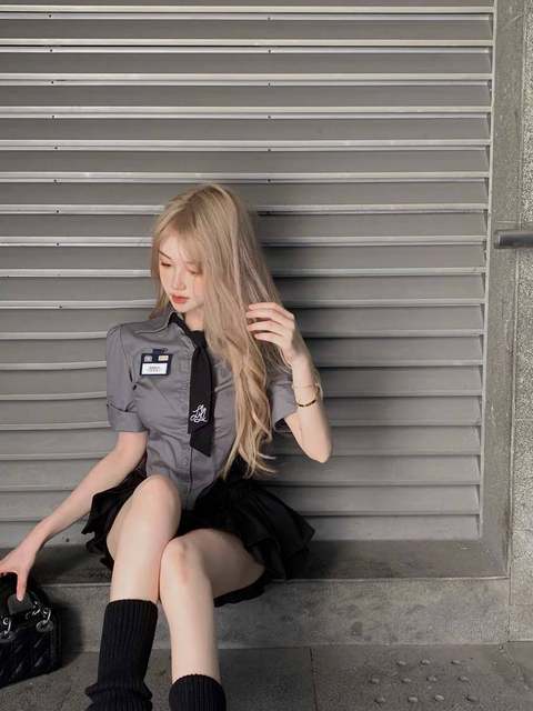 Small uniform suit for women, college-style American short-sleeved ...