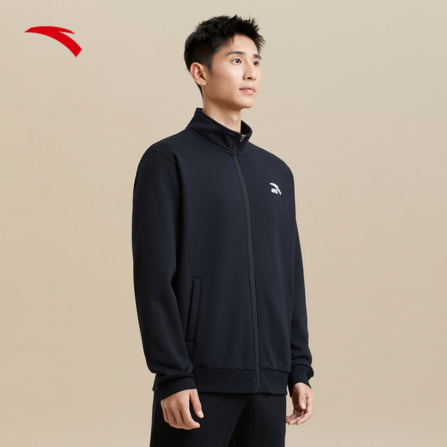 ANTA sports coat men's spring new velvet warm cardigan sweatshirt stand ...