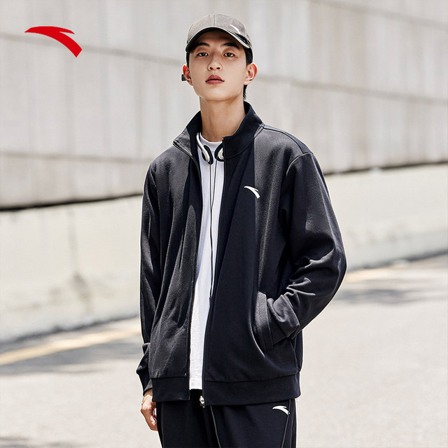 ANTA sports coat men's spring new velvet warm cardigan sweatshirt stand ...