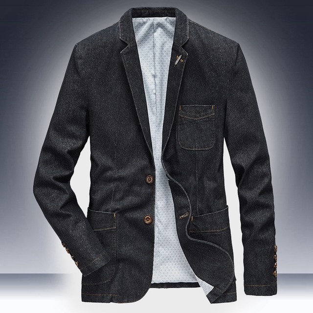 Autumn denim suit jacket for men spring and autumn cotton casual denim ...