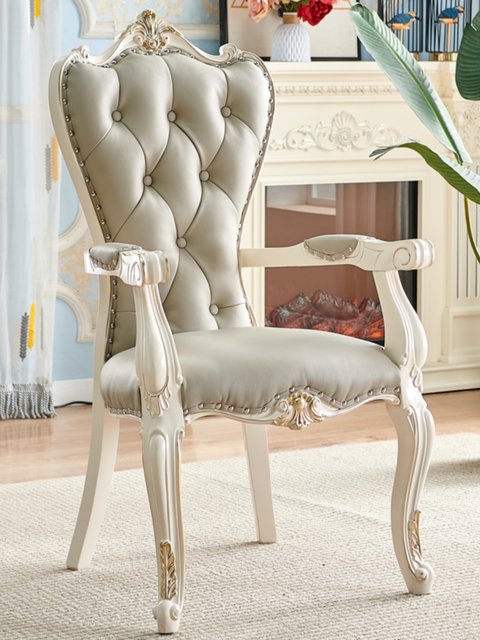 European solid wood chair princess desk chair genuine leather American ...