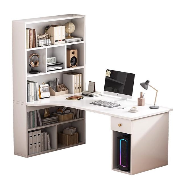 Corner desk bookshelf combination desk L -shaped writing desk bedroom ...