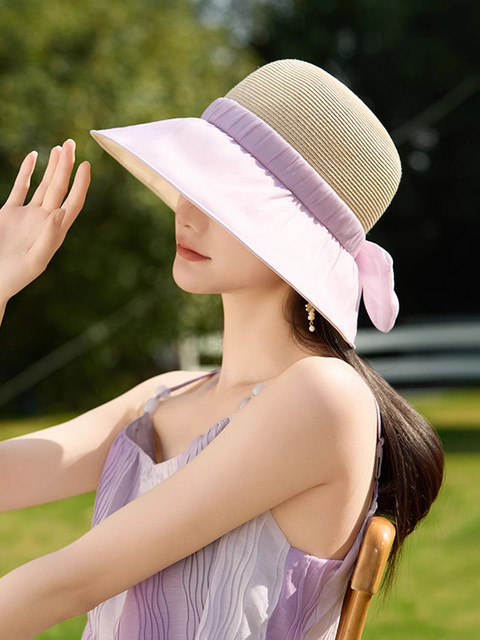 Big brim sun protection hat for women 2025 summer new fashion bow ...