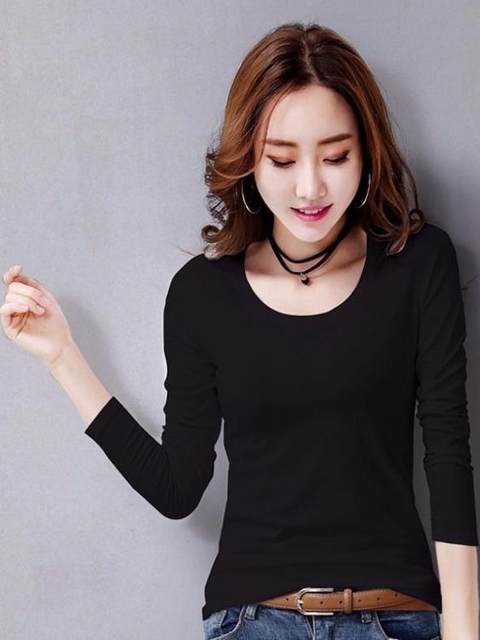 Modal long-sleeved T-shirt base shirt for women thin slim low-neck ...