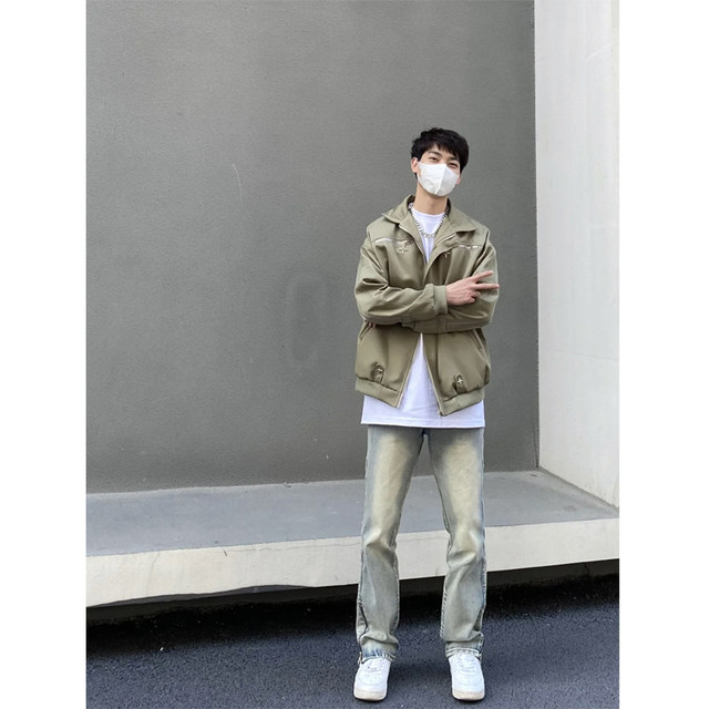 American style design tooling jacket men's spring and autumn ruffian ...