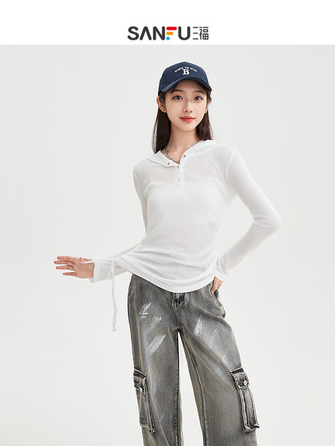 Sanfu Early Autumn Top 2025 new niche design slightly transparent ...