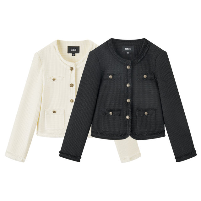 Senma outer set female short slim lattice coarse flower, elegant ...