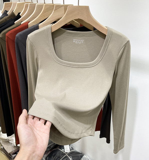 Long -sleeved T -shirt Female Short Autumn 2023 New Fillet Fang ...