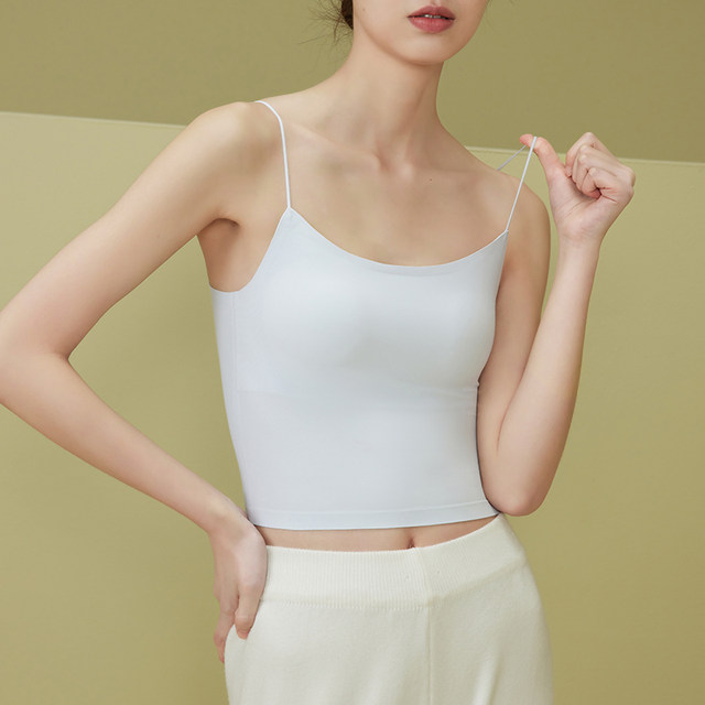 Thin camisole women's inner wear with chest pad beautiful back bra one-piece underwear summer ...